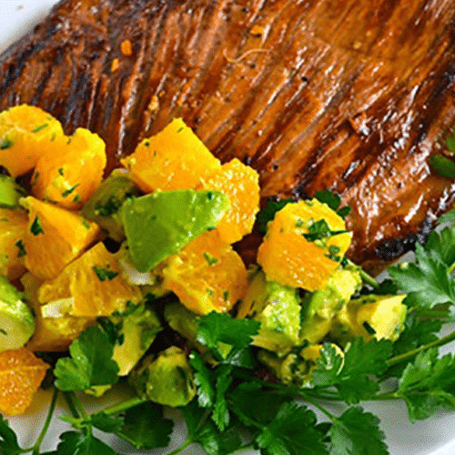 Paleo Steak with Orange Avocado Topping