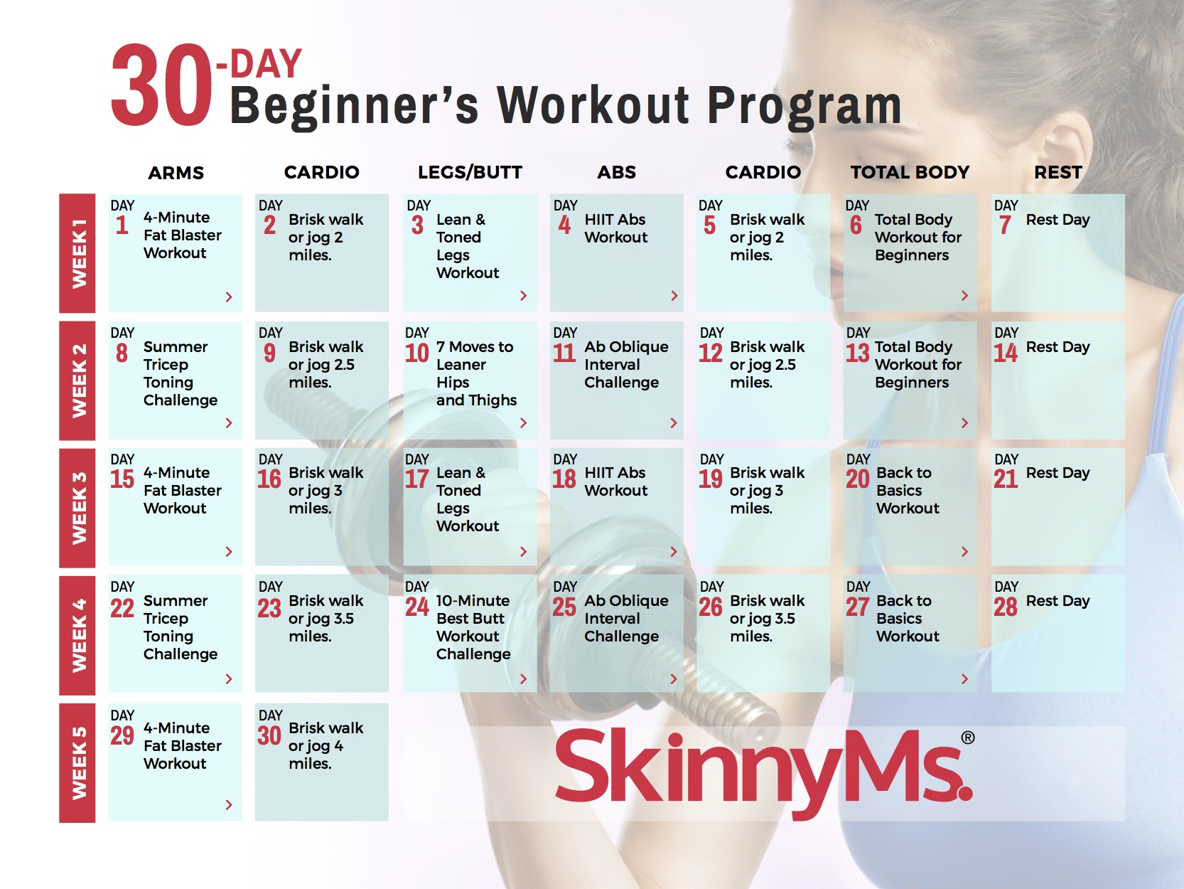 30 Day Beginner s Workout Calendar