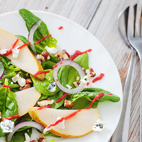 Spinach and Pear Salad with Raspberry Vinaigrette