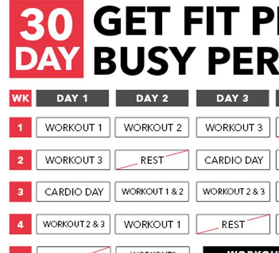 30 Day Get Fit Plan For Busy Perennials Calendar
