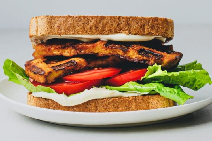 Vegan BLT Sandwich with Scrumptious Waffle Iron Tofu Bacon