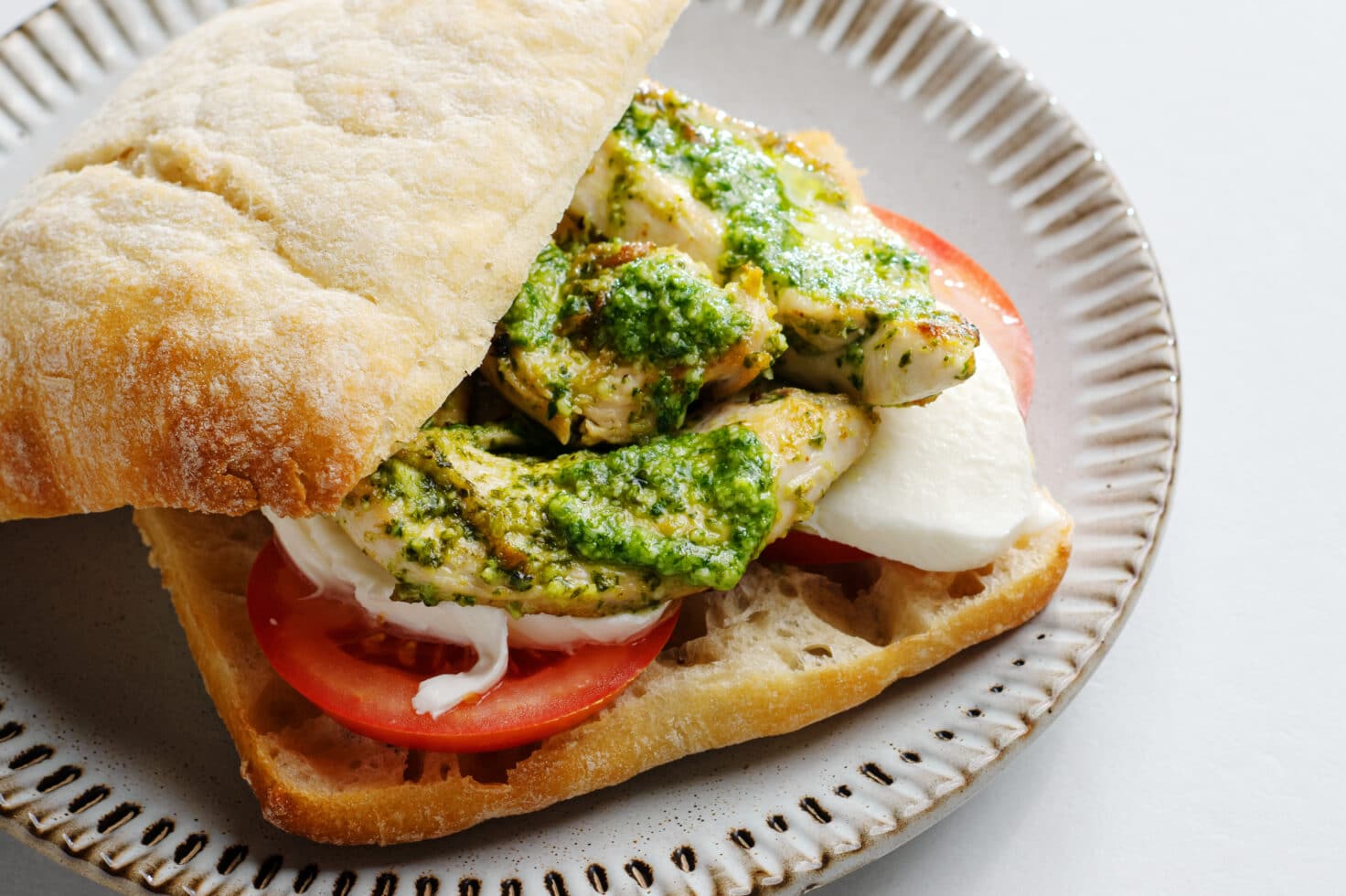 Pesto Chicken Sandwich Made With Fresh Ingredients
